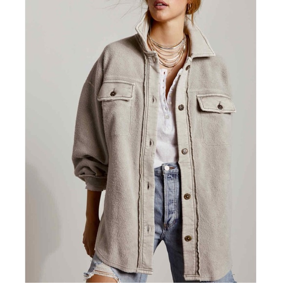 Free People | Jackets & Coats | Free People Light Grey Ruby Button ...